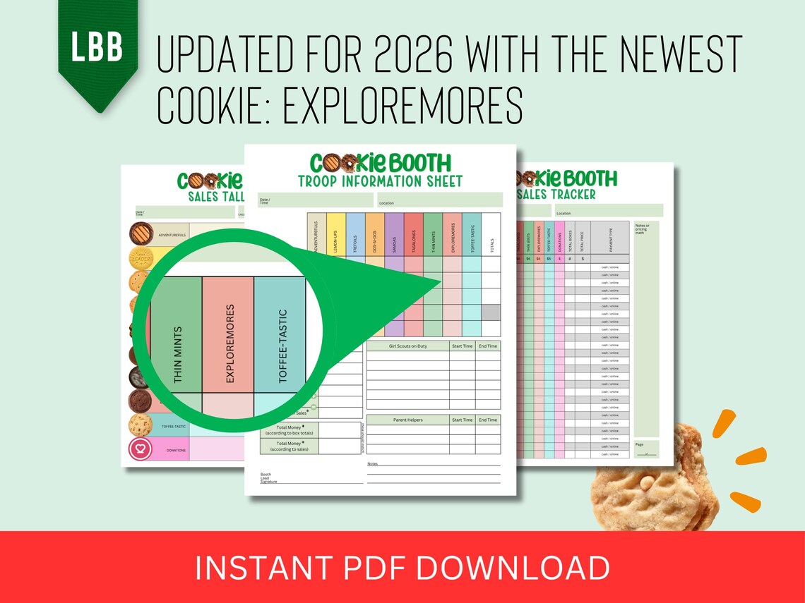 2026 UPDATED!! LBB Cookie Booth Tracker Sheets - Etsy