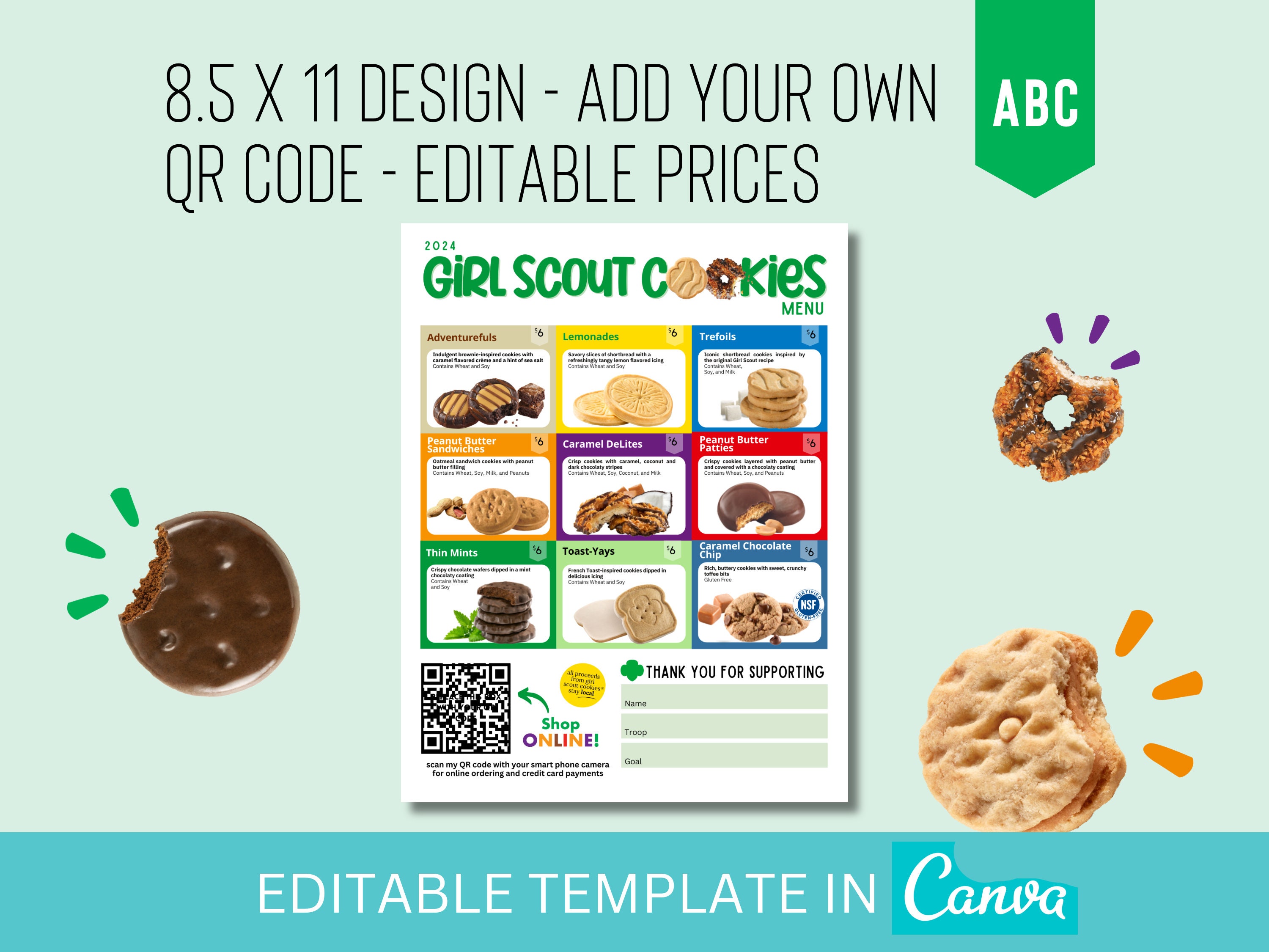 ABC Girl Scout Cookie Menu With QR Code - Etsy