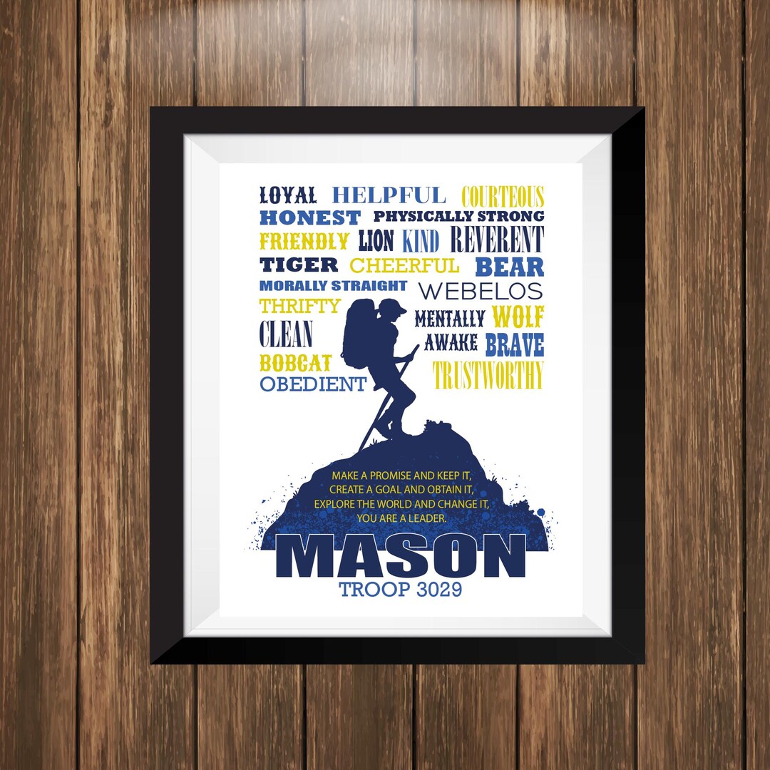 Personalized Girl Scout Art Print, Boy Scout Print, Boy Scout Gift - Etsy