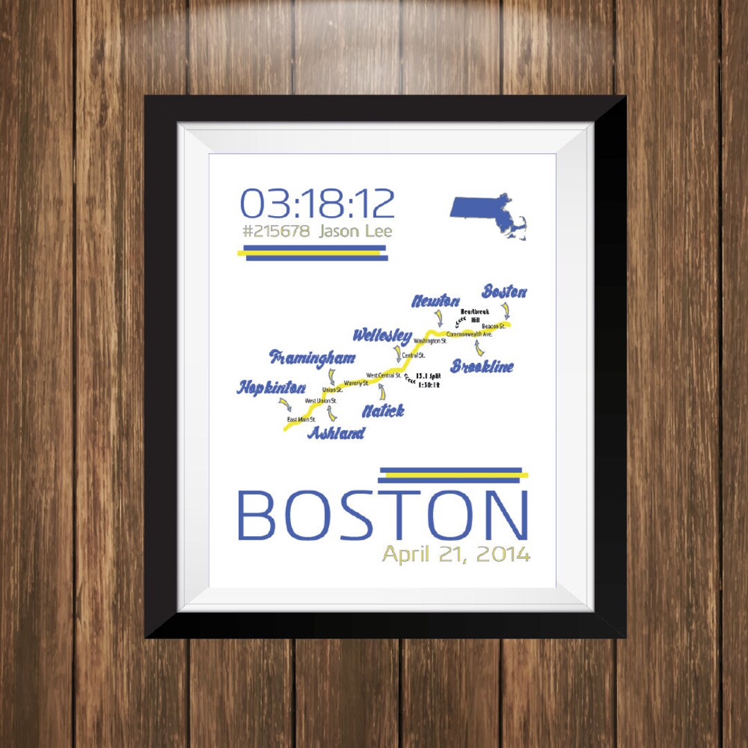 Custom Boston Marathon Art Print, Personalized Gift - Etsy
