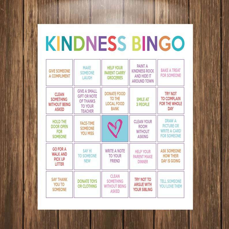Printable Kindness Bingo, Instant Download - Etsy