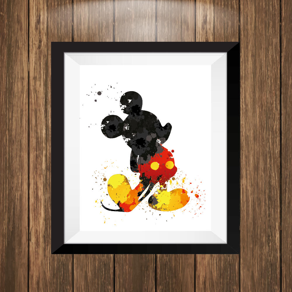 Mickey Mouse, Mickey Mouse Watercolor Art, Mickey Mouse Poster, Kids ...