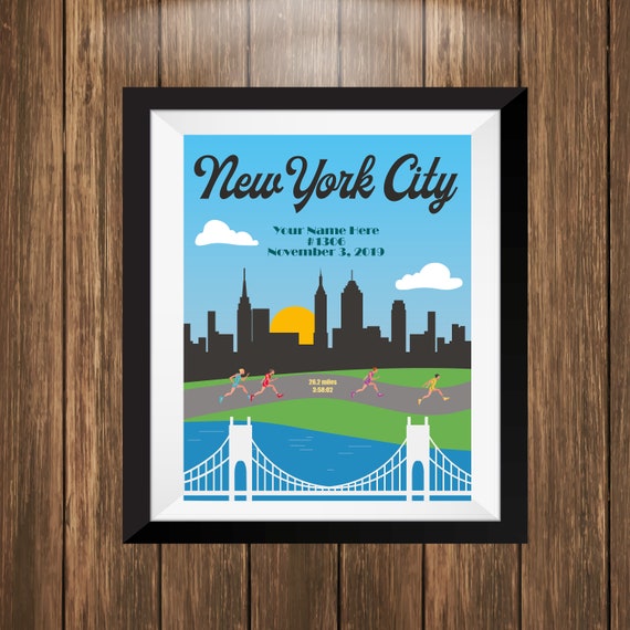 Custom Marathon Print New York City Marathon Poster | Etsy