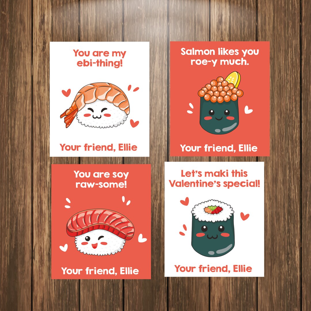 Custom Sushi Valentine Printable, Sushi Cards - Etsy