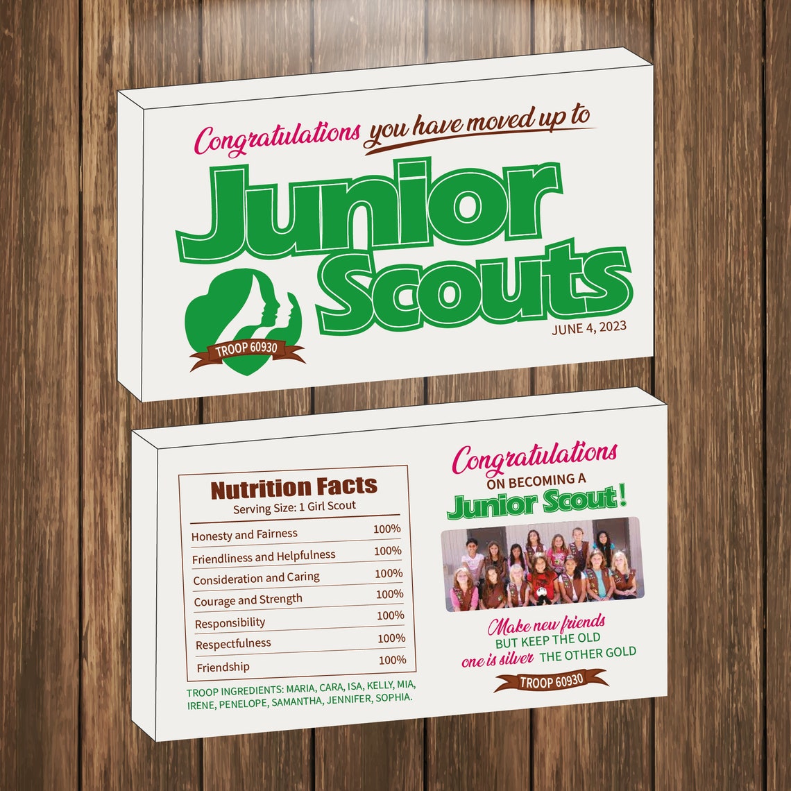 Personalized Junior Girl Scout Junior Mint Wrapper - Etsy