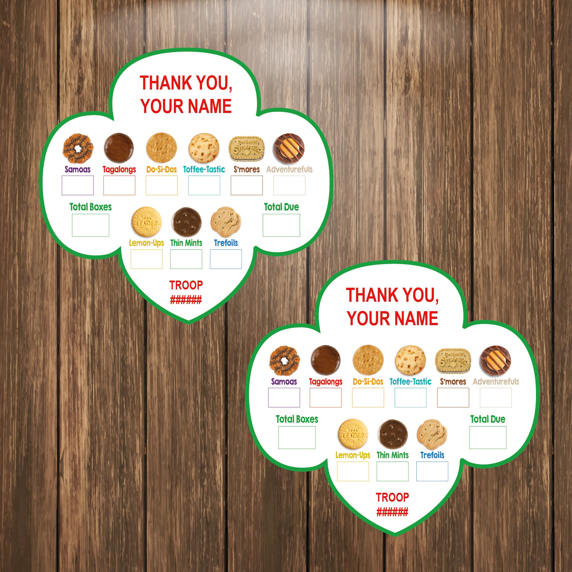 Girl Scout Cookie Order Tag, Girl Scout Cookie Slips, Cookie Tags ...