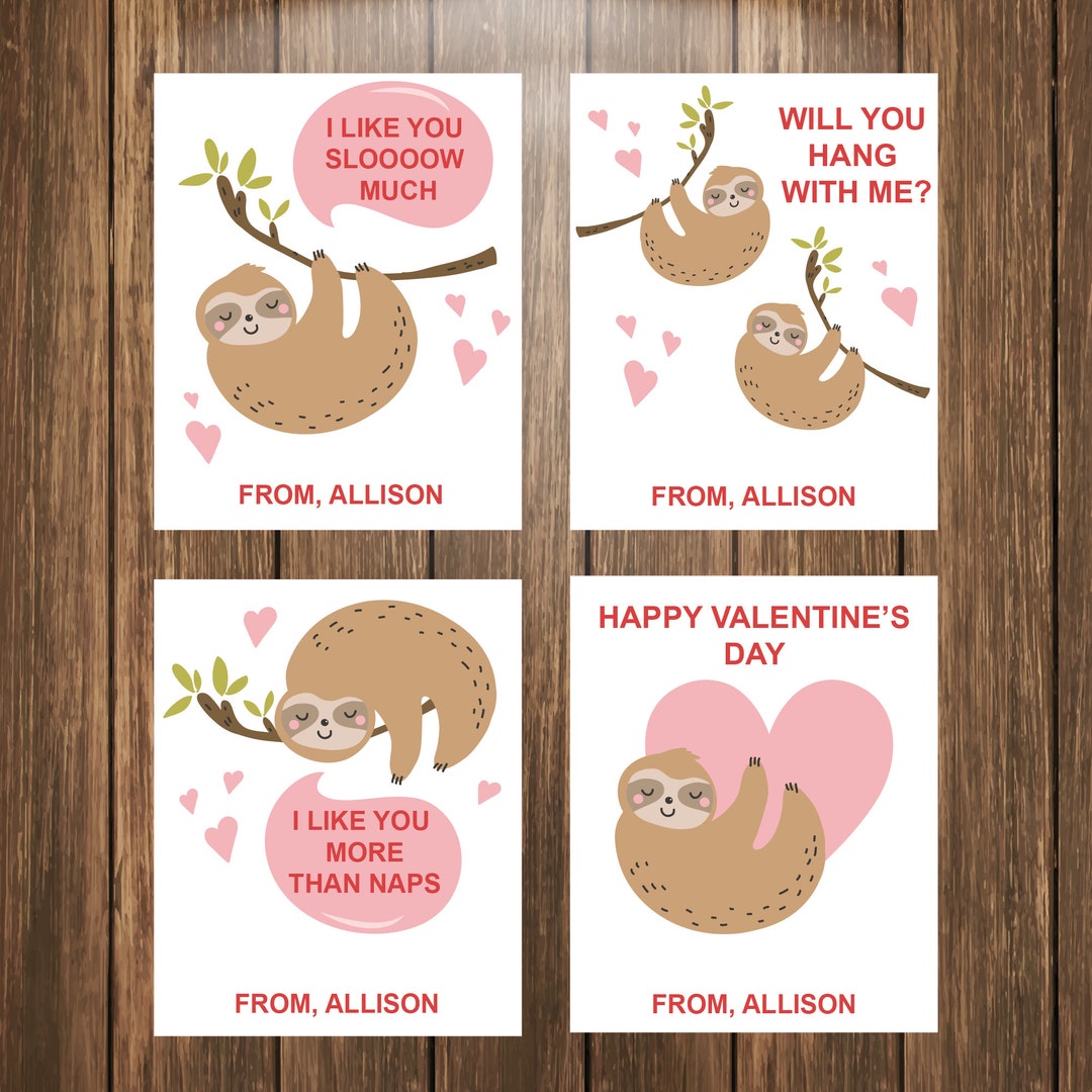 Custom Sloth Valentine Printable, Instant Download - Etsy