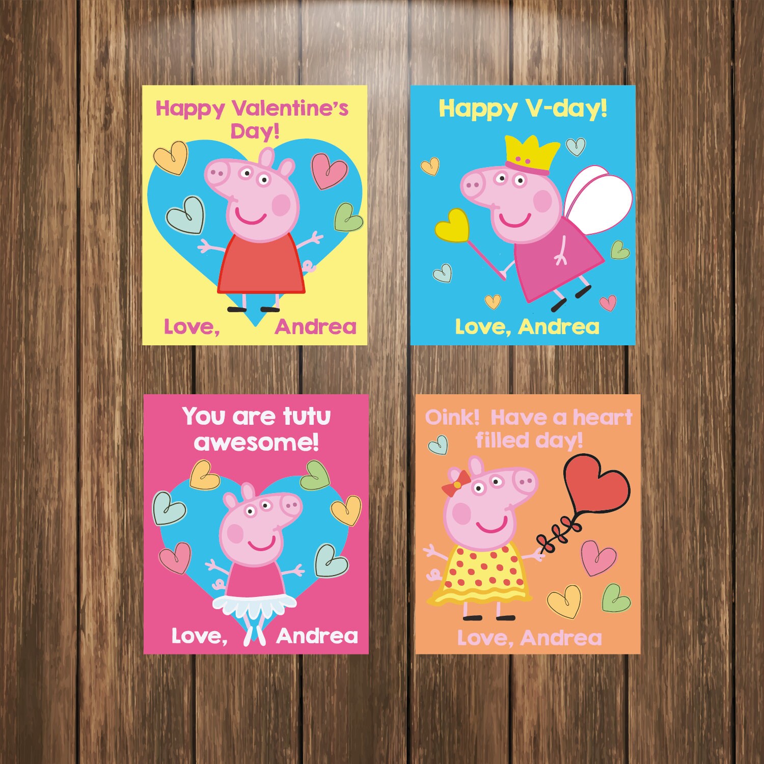 Printable Personalized Peppa Pig Valentine's Day Cards, Custom Peppa ...