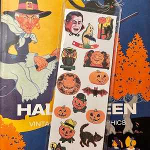 Vintage Halloween Bookmark Pumpkins Ghosts Bats Black Cats Haunted ...