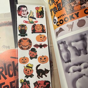 Vintage Halloween Bookmark Pumpkins Ghosts Bats Black Cats Haunted ...