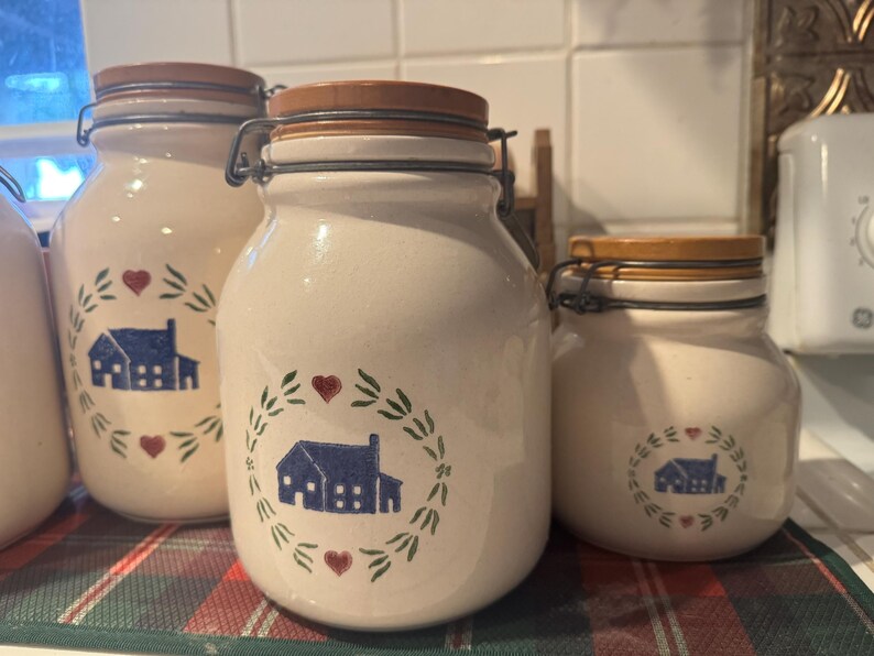 FOUR Vintage Ceramic Canisters by Certified International - Etsy