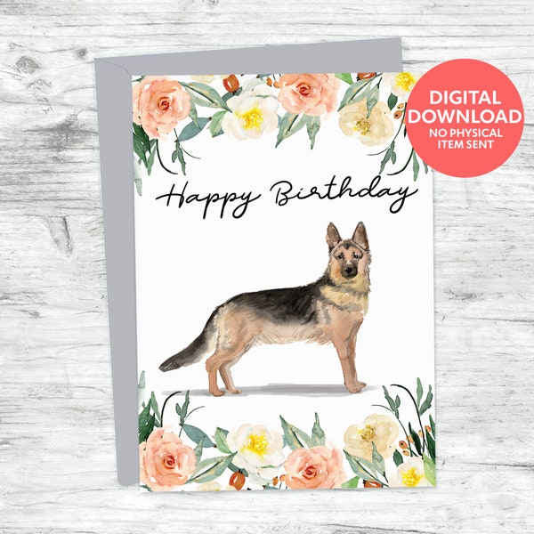 Printable German Shepherd Birthday Card - Etsy