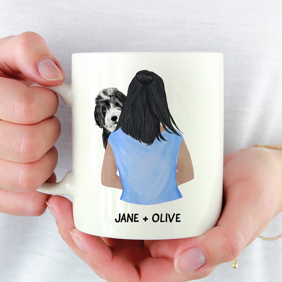 Sheepadoodle Mug, Sheepadoodle Dog Mom Mug, Woman and Dog Mug, Custom ...