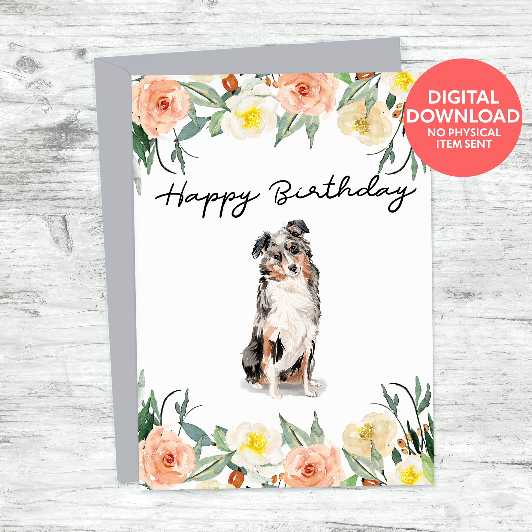 Paper & Party Supplies Greeting Cards Australian Shepard From Dog ...