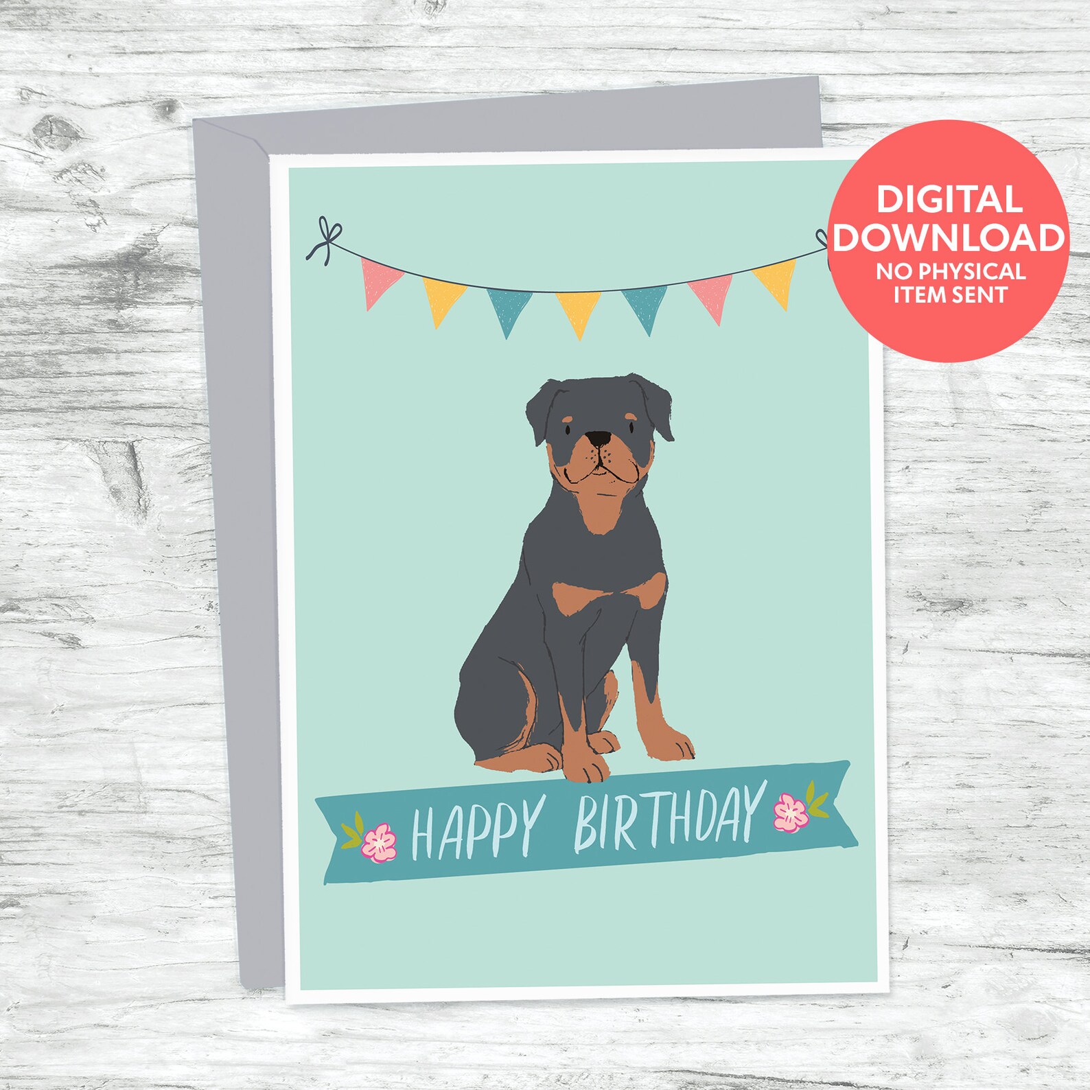 Rottweiler Dog Birthday Card | Etsy
