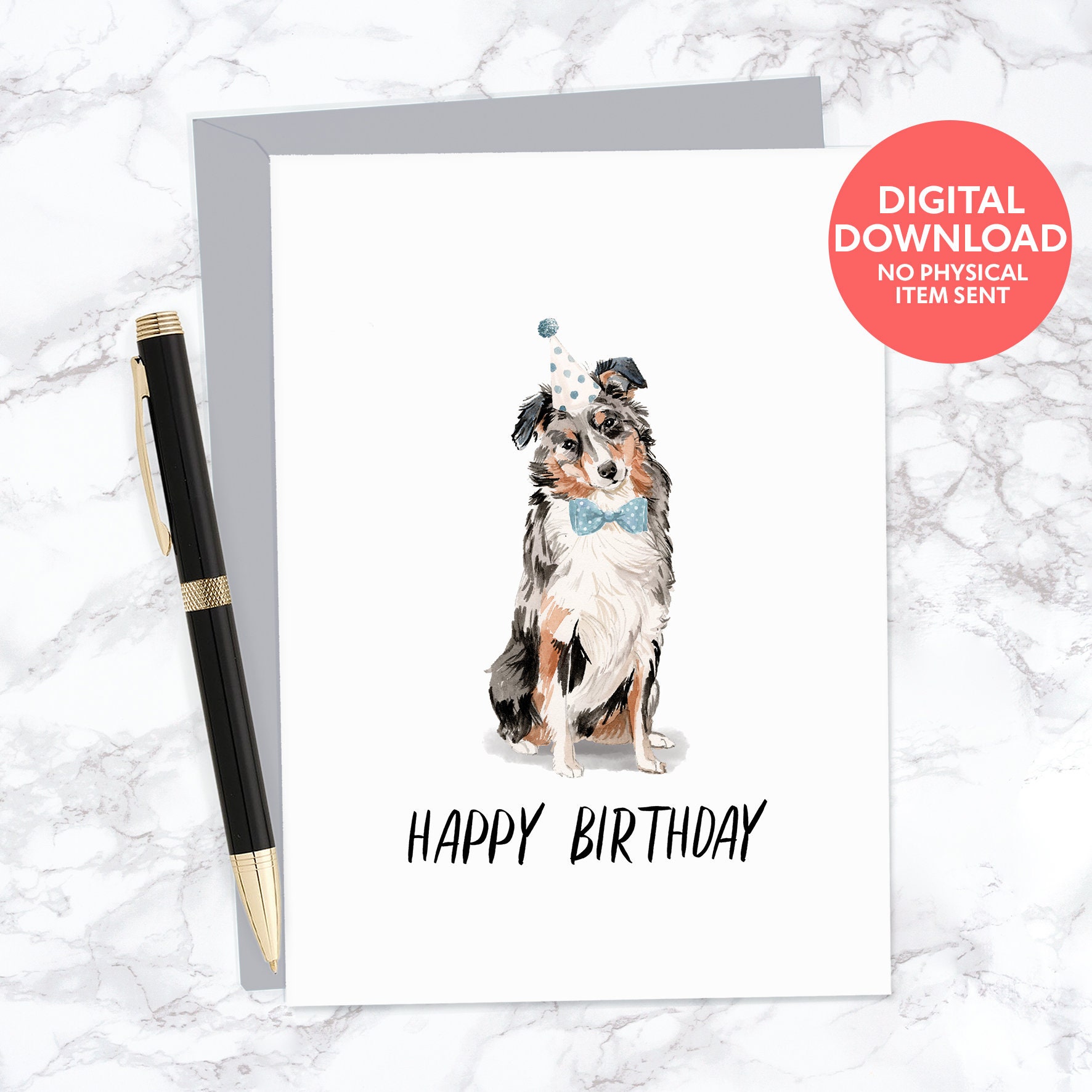 Paper & Party Supplies Greeting Cards Australian Shepard From Dog ...