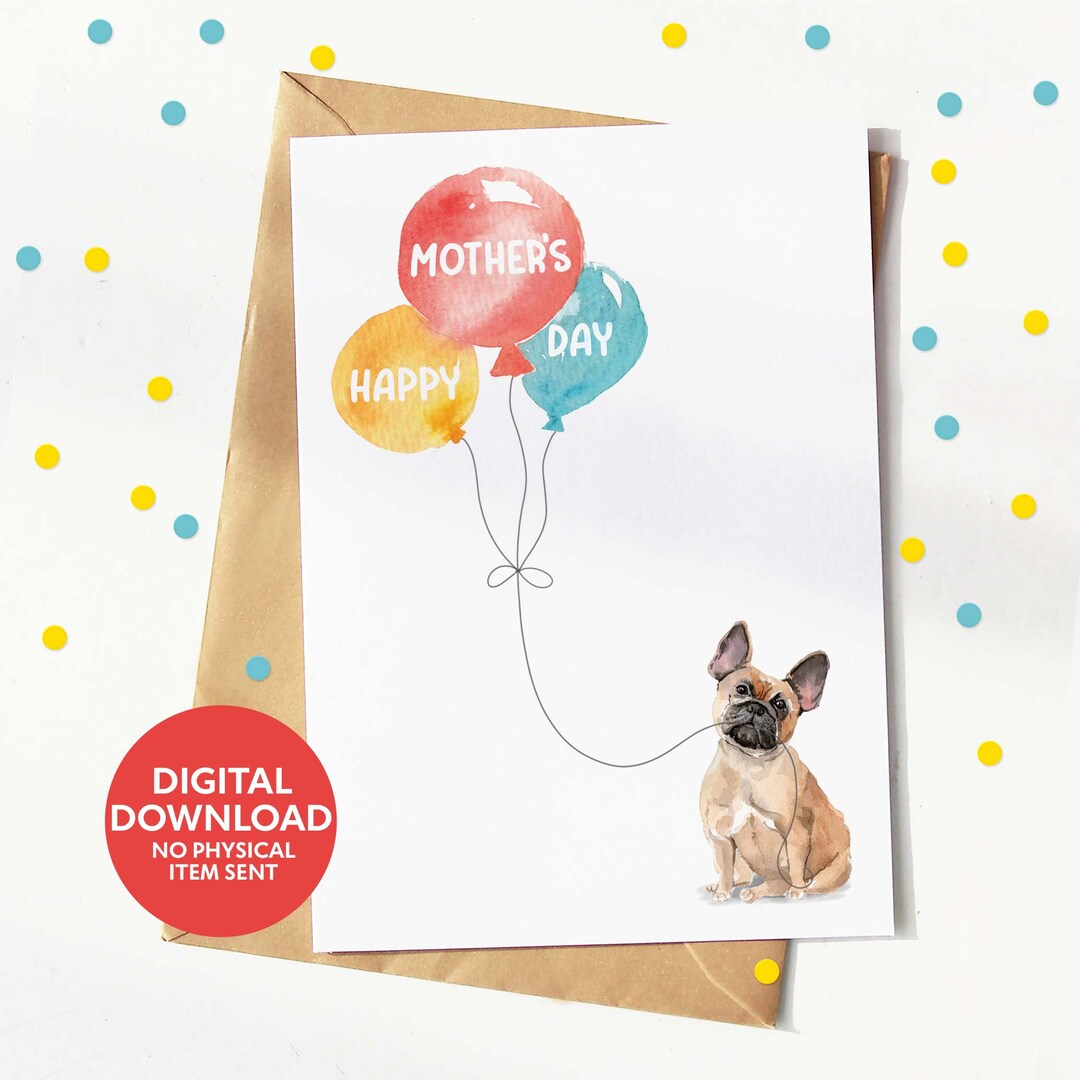 French Bulldog Mother's Day Card, Dog Mom Card, Instant Digital ...
