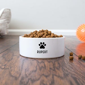 Personalized Paw Print Dog Bowl, Modern Dog Bowl With Pawprint, Pet ...