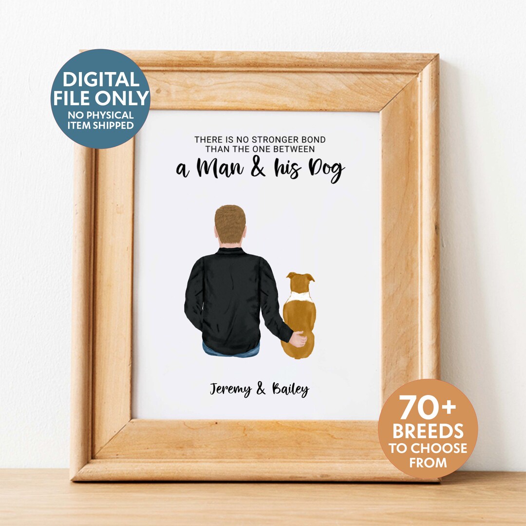 Custom Dog Dad Print, Man and Pet Portrait, Digital Download Only - Etsy