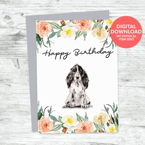 Watercolor Cocker Spaniel Dog Happy Birthday Downloadable Card - Etsy