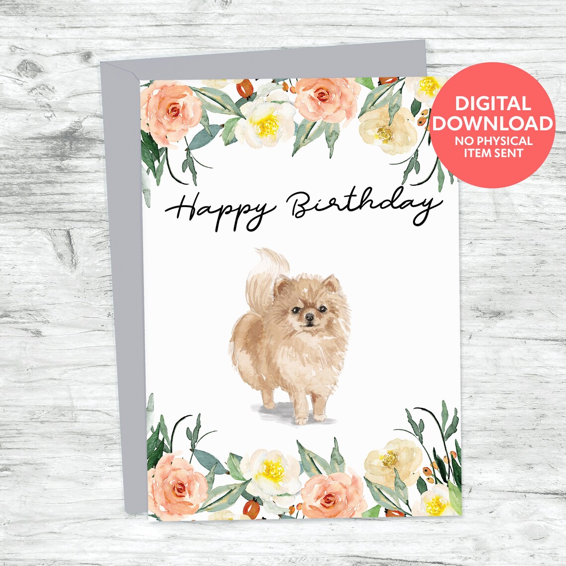 Pomeranian Dog Printable Birthday Card - Etsy