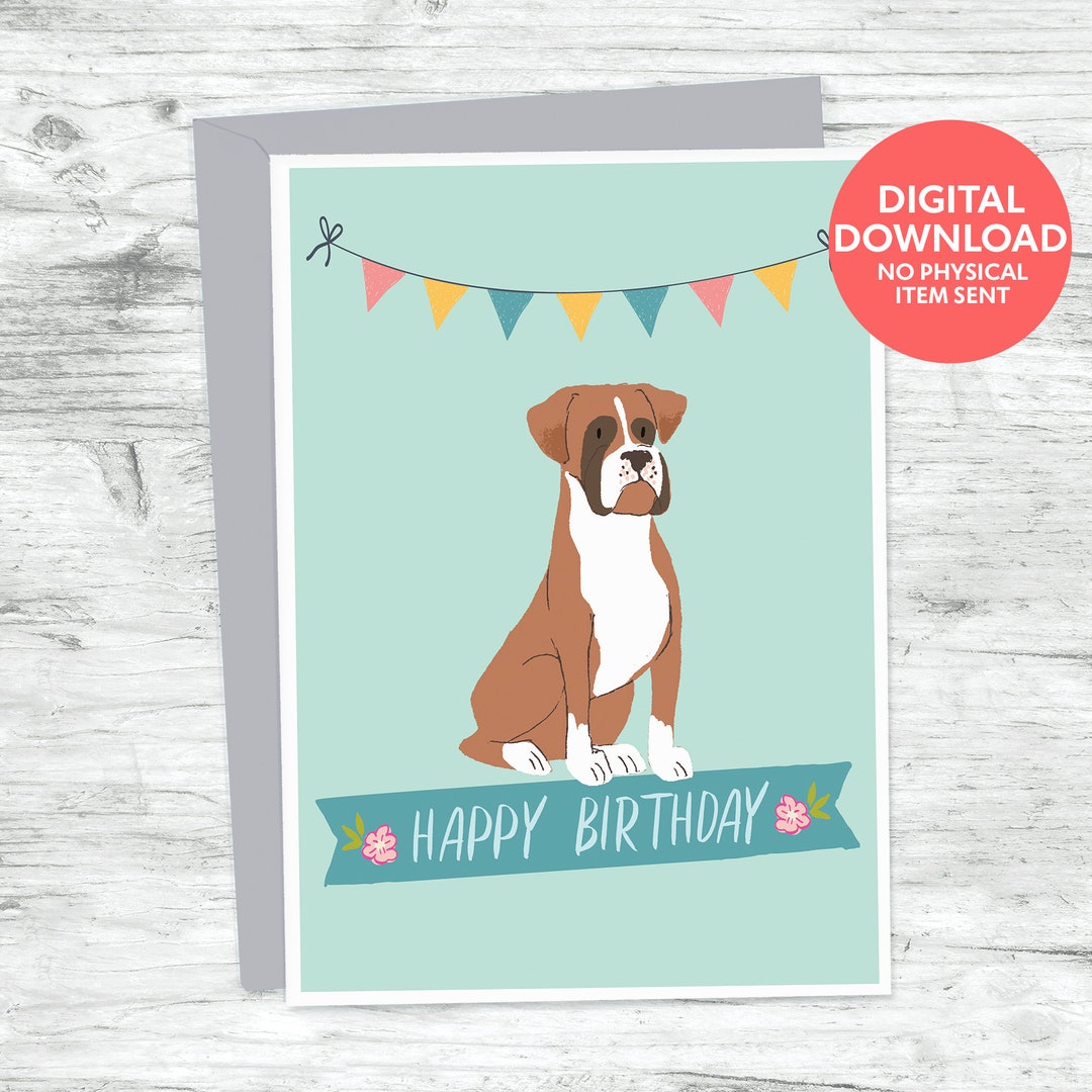Boxer Dog Birthday Card - Etsy