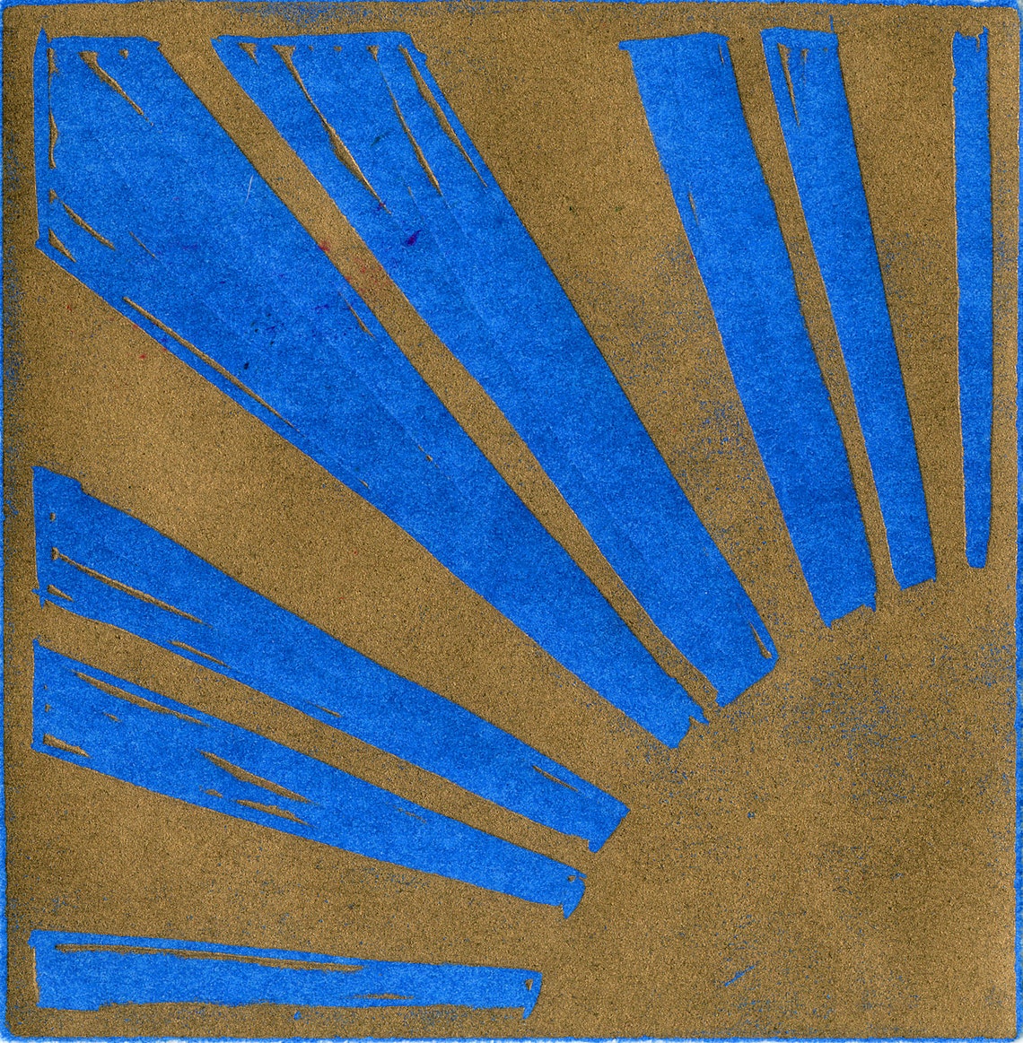 Art Deco Style Sunburst in Gold on Sky Blue Background Greetings Card ...