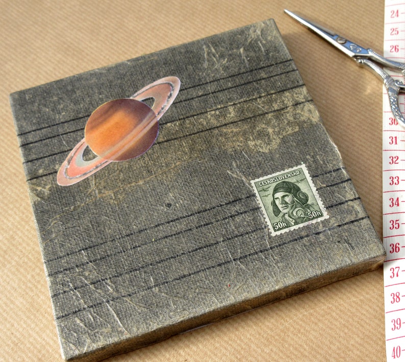 Facts About Saturn - Original One-off Artwork, Miniature Collage on ...