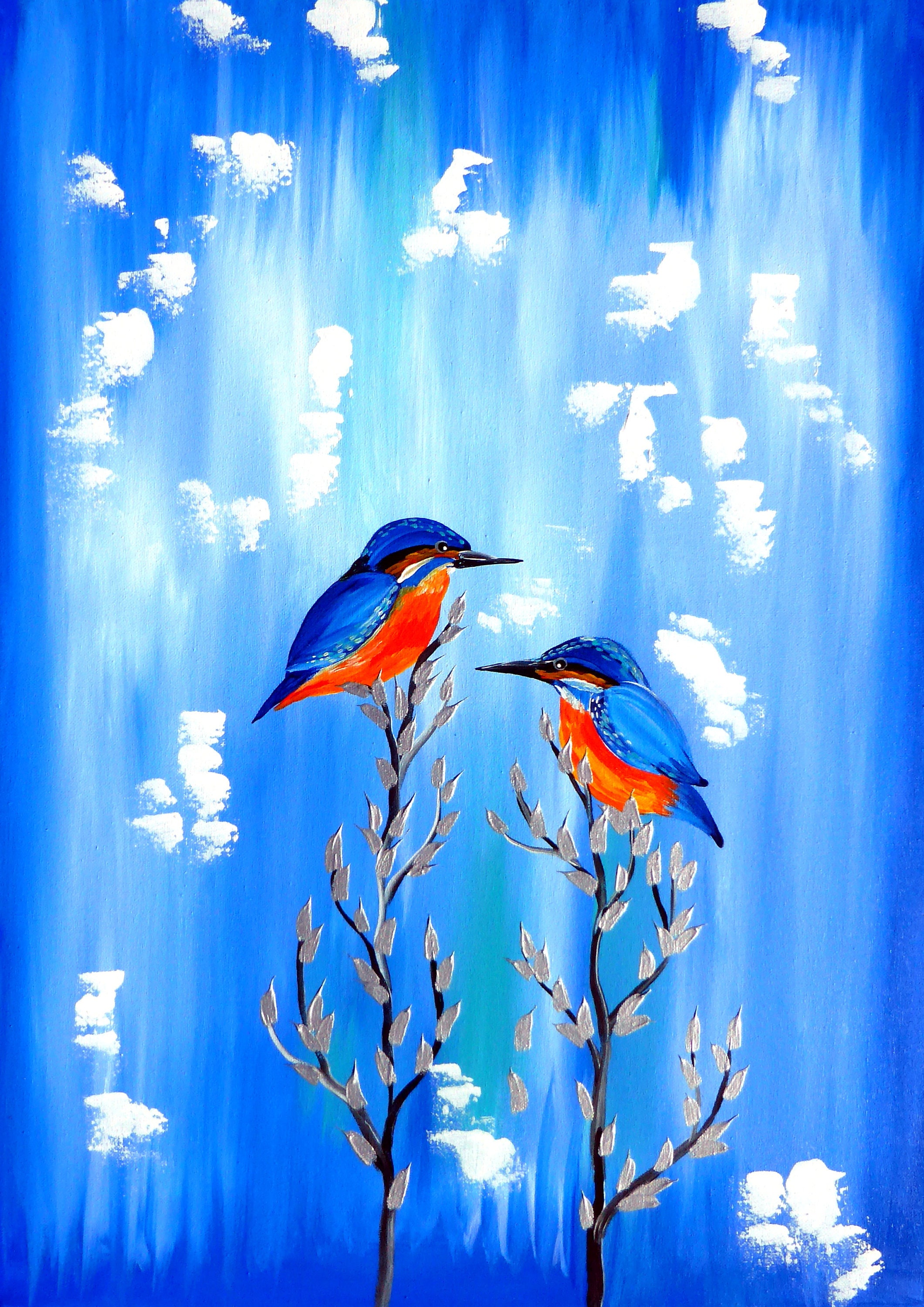 Kingfisher Painting, Paintings of Kingfishers, Blue Painting, Blue ...