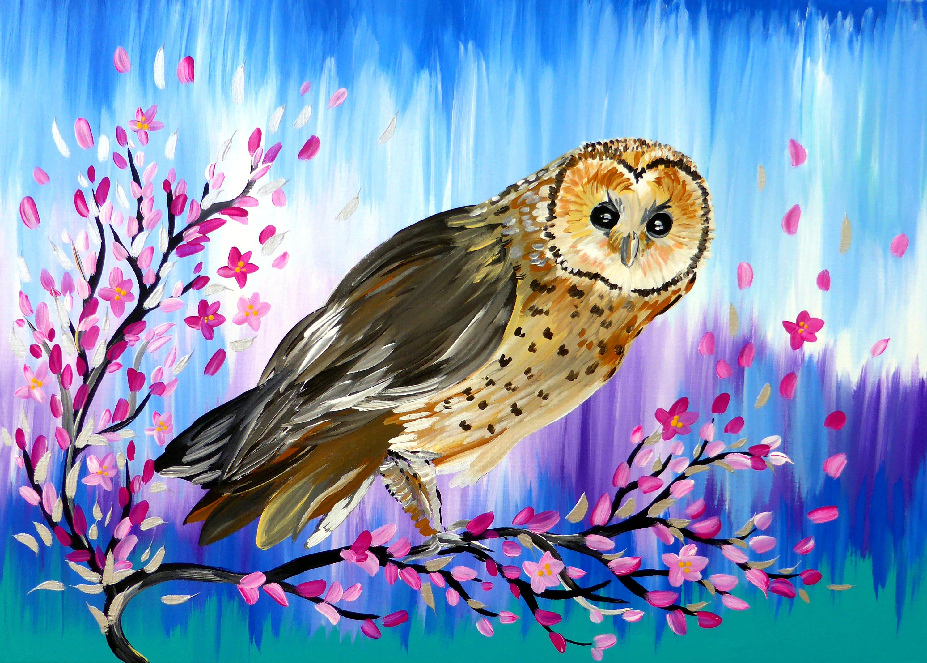 Owl, Painting of an Owl, Owls, Art, on Canvas, Painting, Paintings ...
