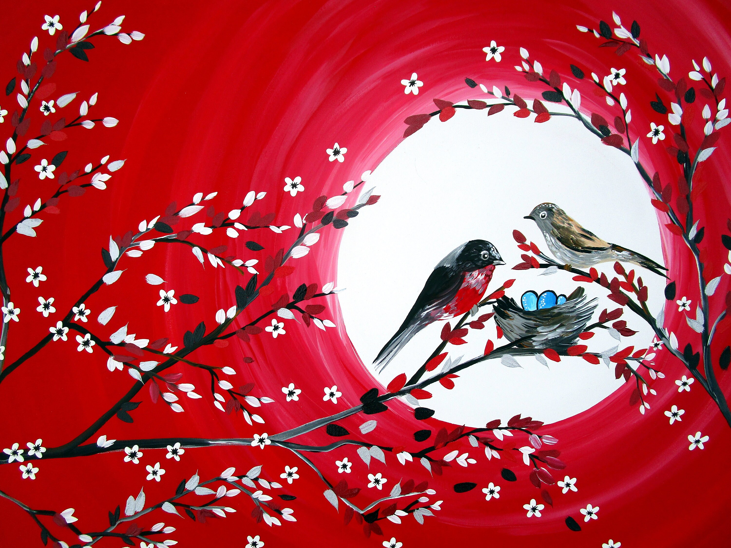 Red Painting Red and Black Paintings Paintings From - Etsy