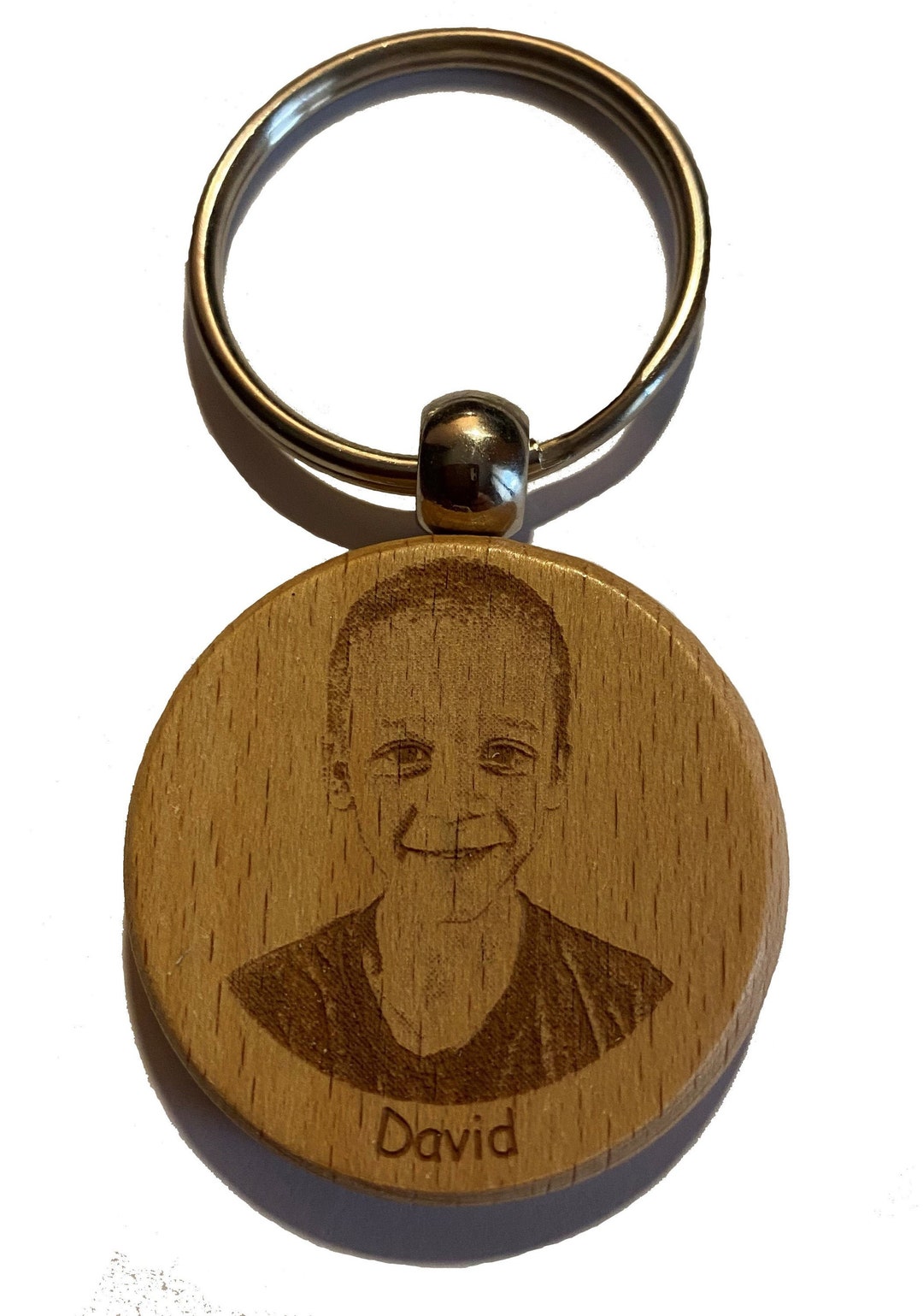 Personalized Wooden Keychain, Portrait Engraved on Wood, Photo Engraved ...