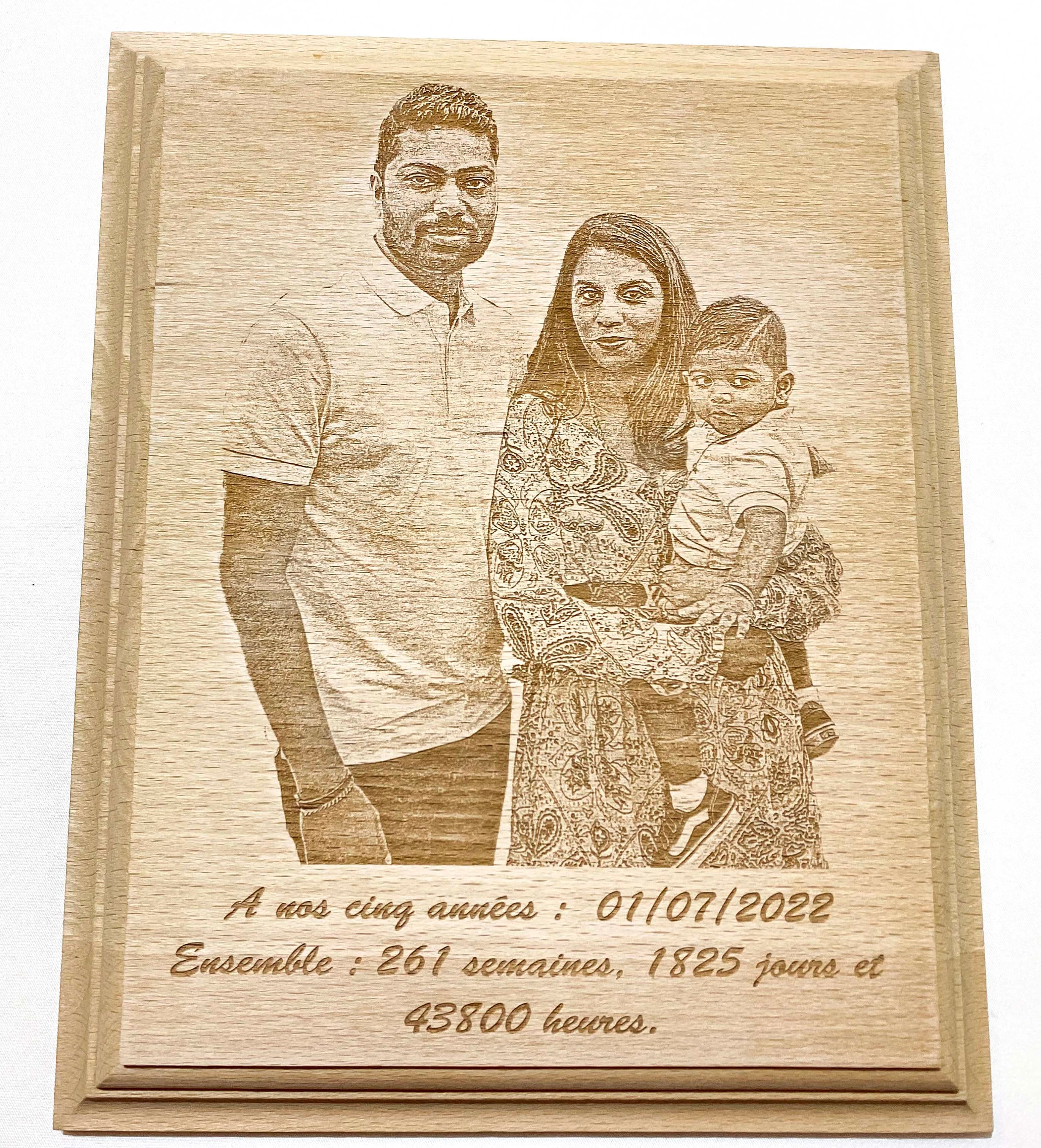 Portrait Engraved on Wood, With Support, Photo Engraved on Solid Beech ...
