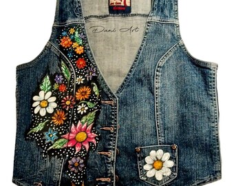 Black Magic Woman Witchy Hand-painted Denim Vest - Etsy
