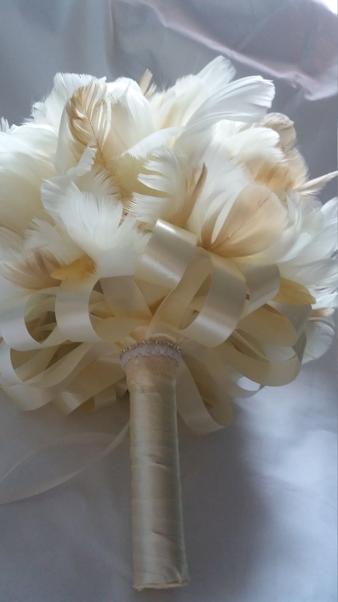 Champagne Bridal bouquet Feather bouquet Beige wedding | Etsy