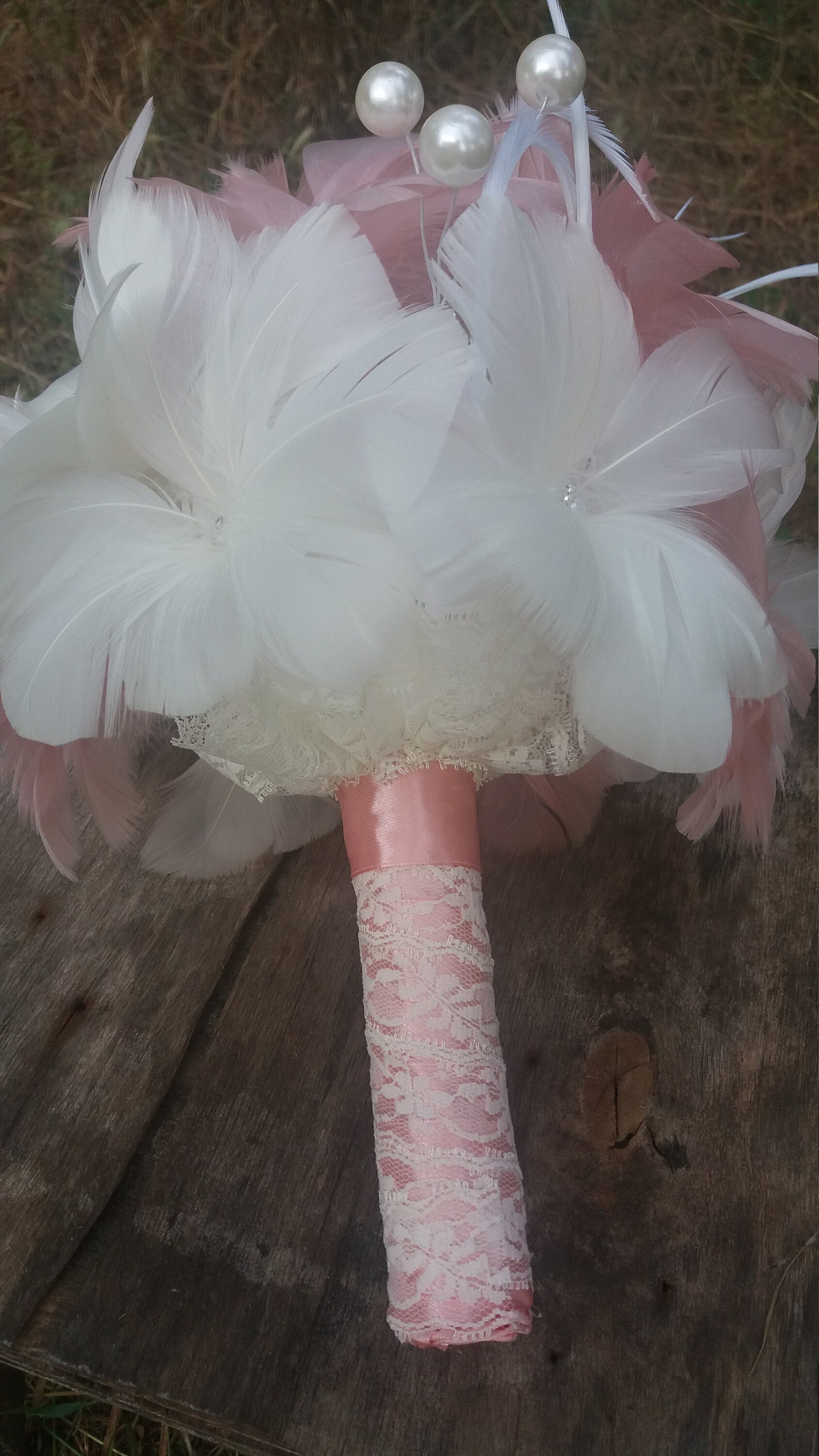 Bridal Bouquet Feather Bouquet Ivory/rose Bouquet Feather | Etsy