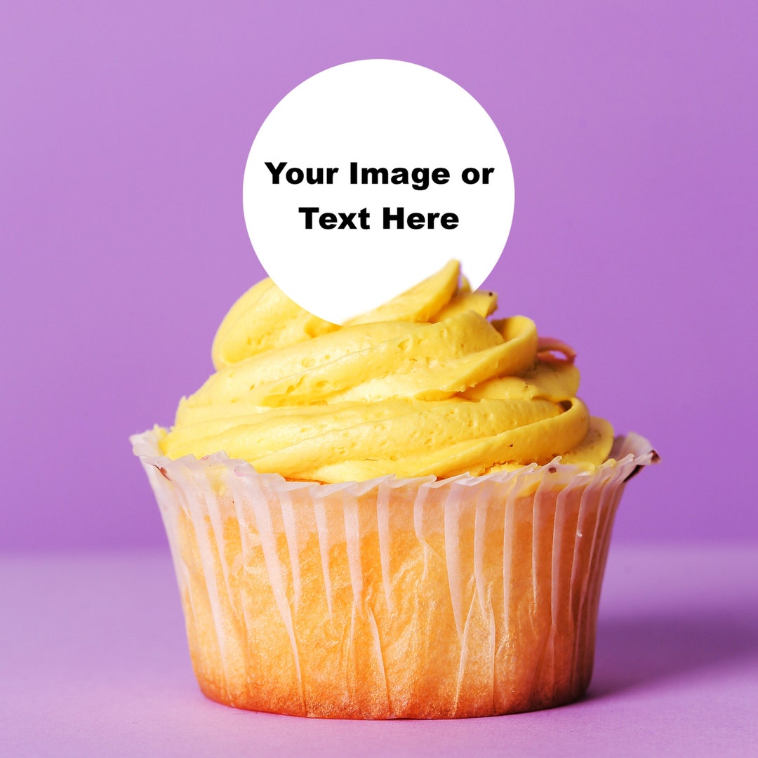 12- 2" EDIBLE Custom Wafer 3D Cupcake Toppers, Circle Cupcake Topper ...
