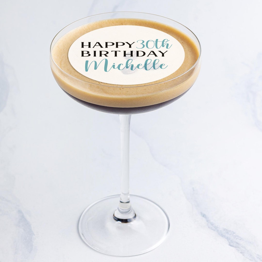 50 BULK EDIBLE Custom Wafer Drink Toppers, Happy Birthday Drink Toppers ...