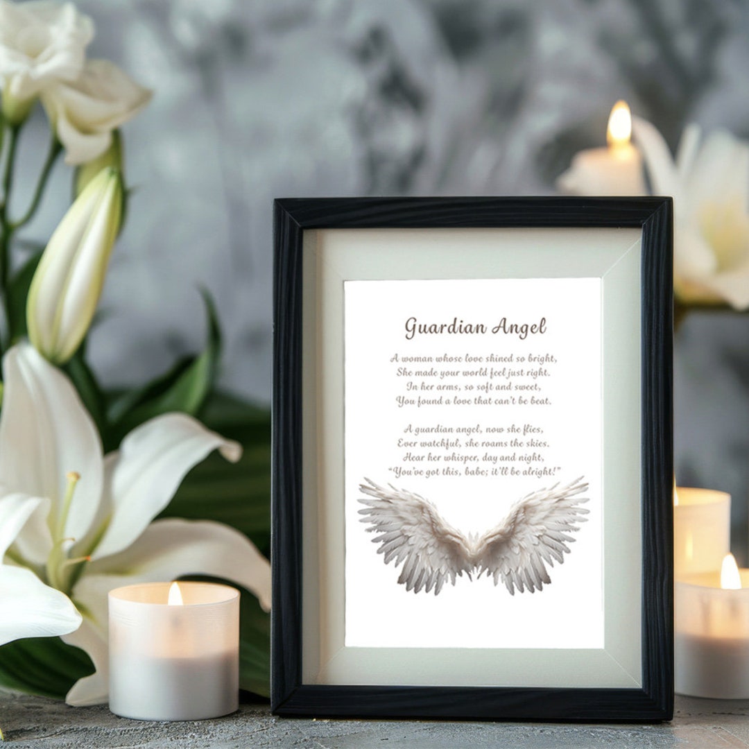 Guardian Angel Poem Poster Printable Memorial Gift for Loss of Wife or ...
