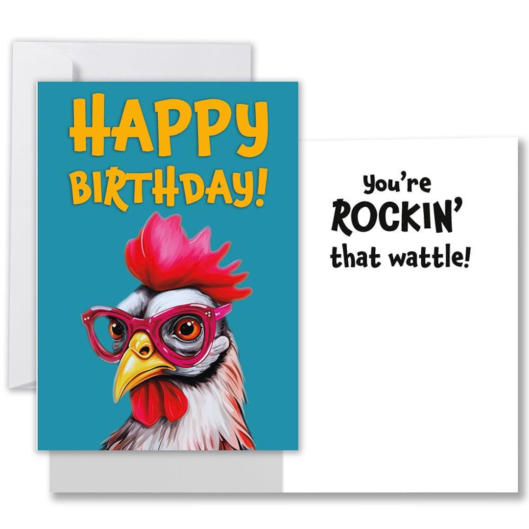 Funny Chicken Birthday Card – Quirky & Humorous Greeting Card for ...