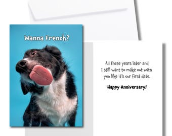 French Kiss Funny Anniversary Card - Etsy