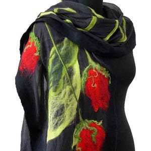 Spring Felted Scarf, Silk Felt Shawl With Tulips, Nuno Felting Shawl ...