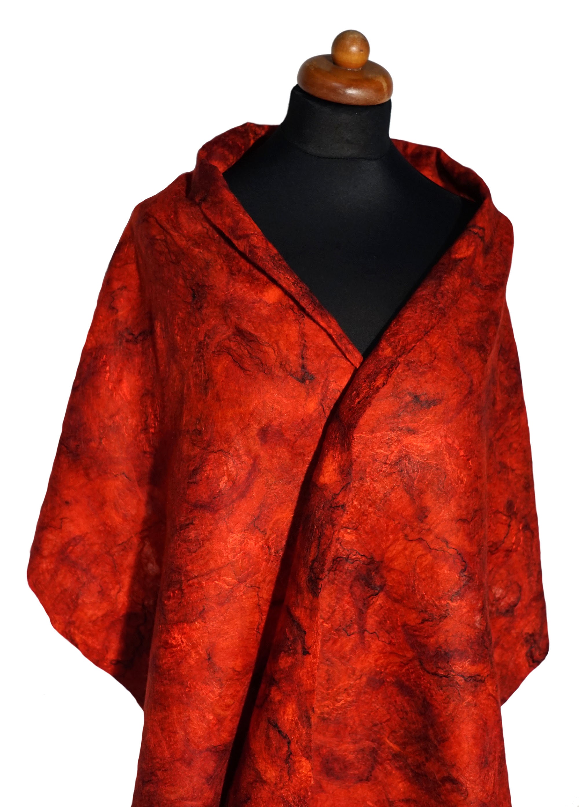 Red Maroon Shawl, Red Burgundy Silk Felt Shawl, Felted Scarves for ...
