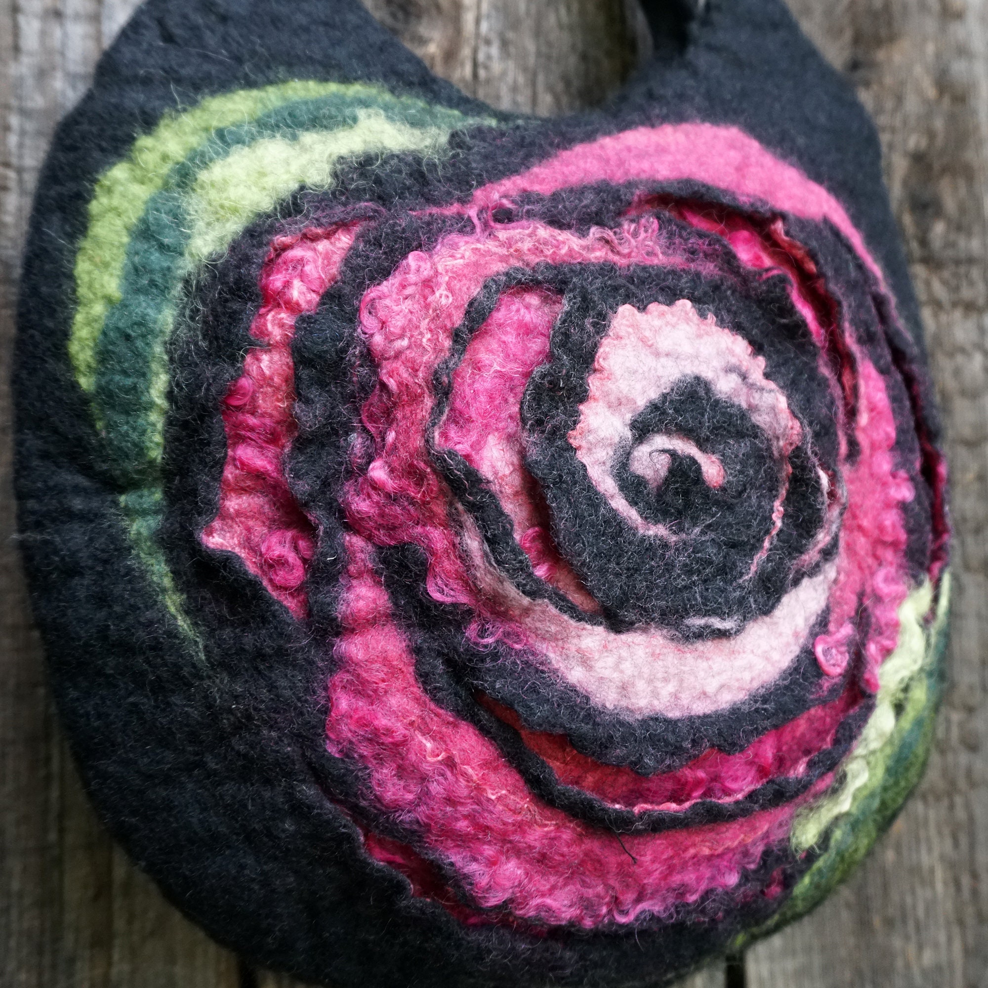 Small Felt Hand Bag, Felted Bag With a 3D Rose Flower, Hand-held Purse ...