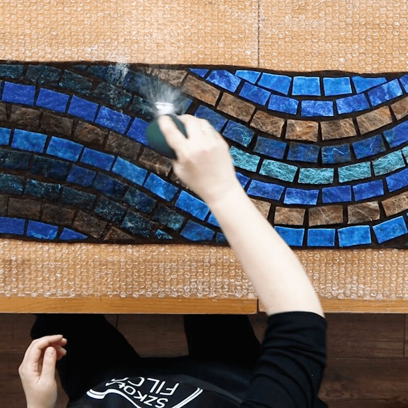 Mosaic-inspired Felt Scarf, Felt Shawl for Her,mosaic Style Shawl,scarves for Women,unique Blue ...