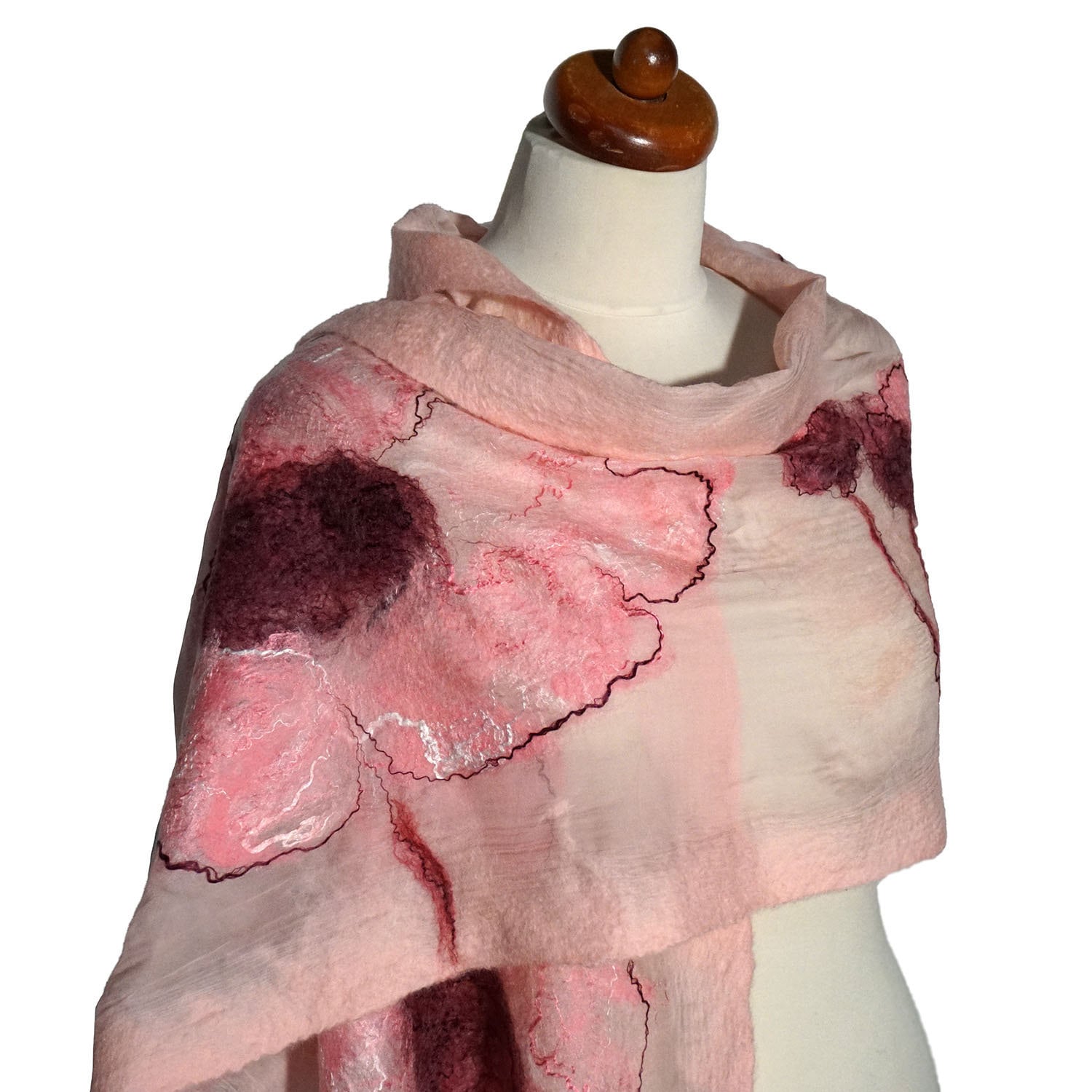 Silk Felt Scarf With Flowers Felt Spring Shawl Felted Scarf - Etsy
