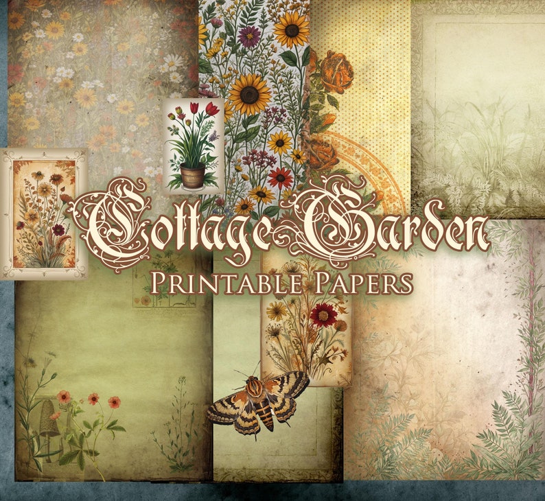 Garden Printable Junk Journal Kit Pages Cottagecore Floral Digital ...