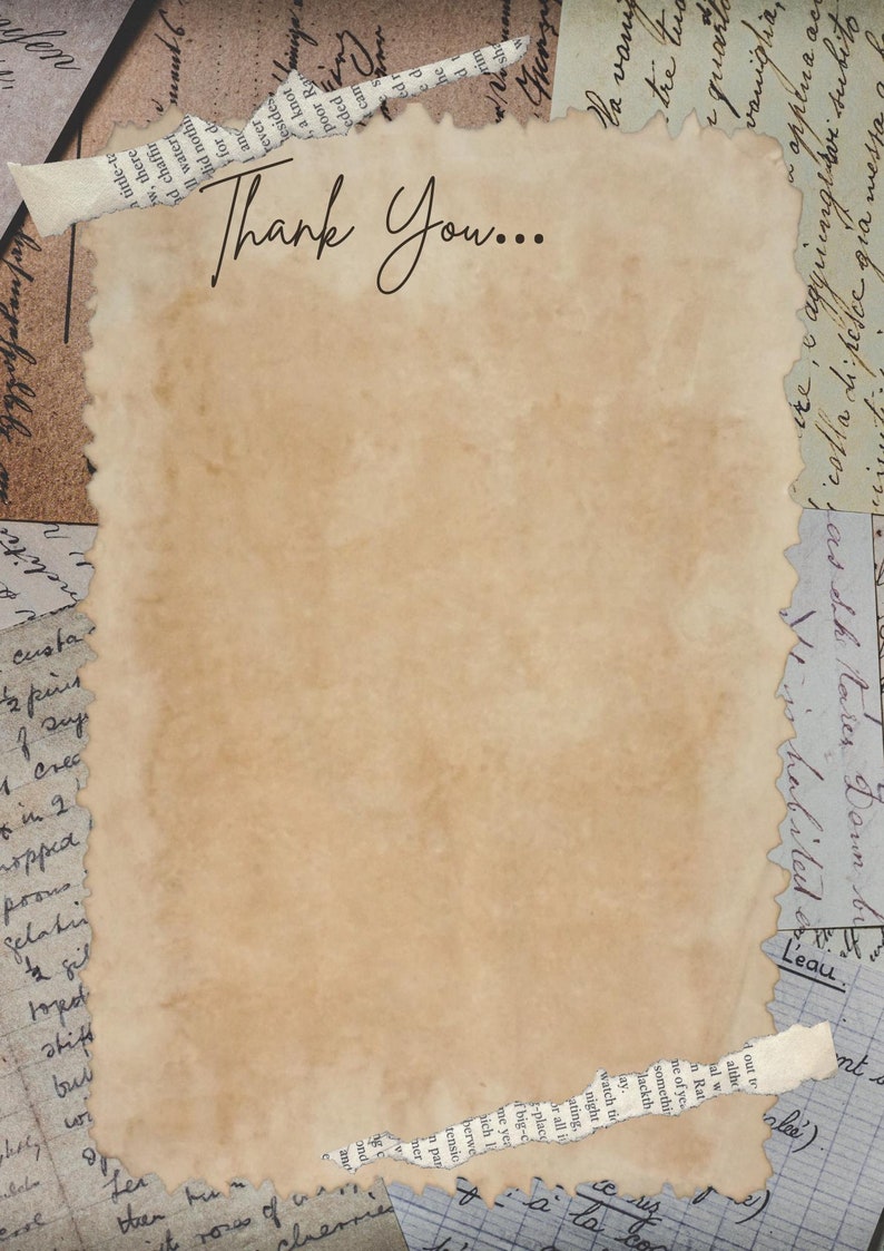 Thank You Note Junk Journal Printables Download File Papers Vintage ...