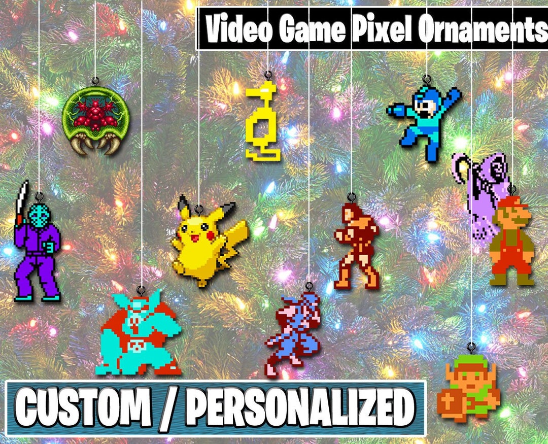 Personalized Video Game Pixel Ornaments - New Magnet Feature - Sprite ...