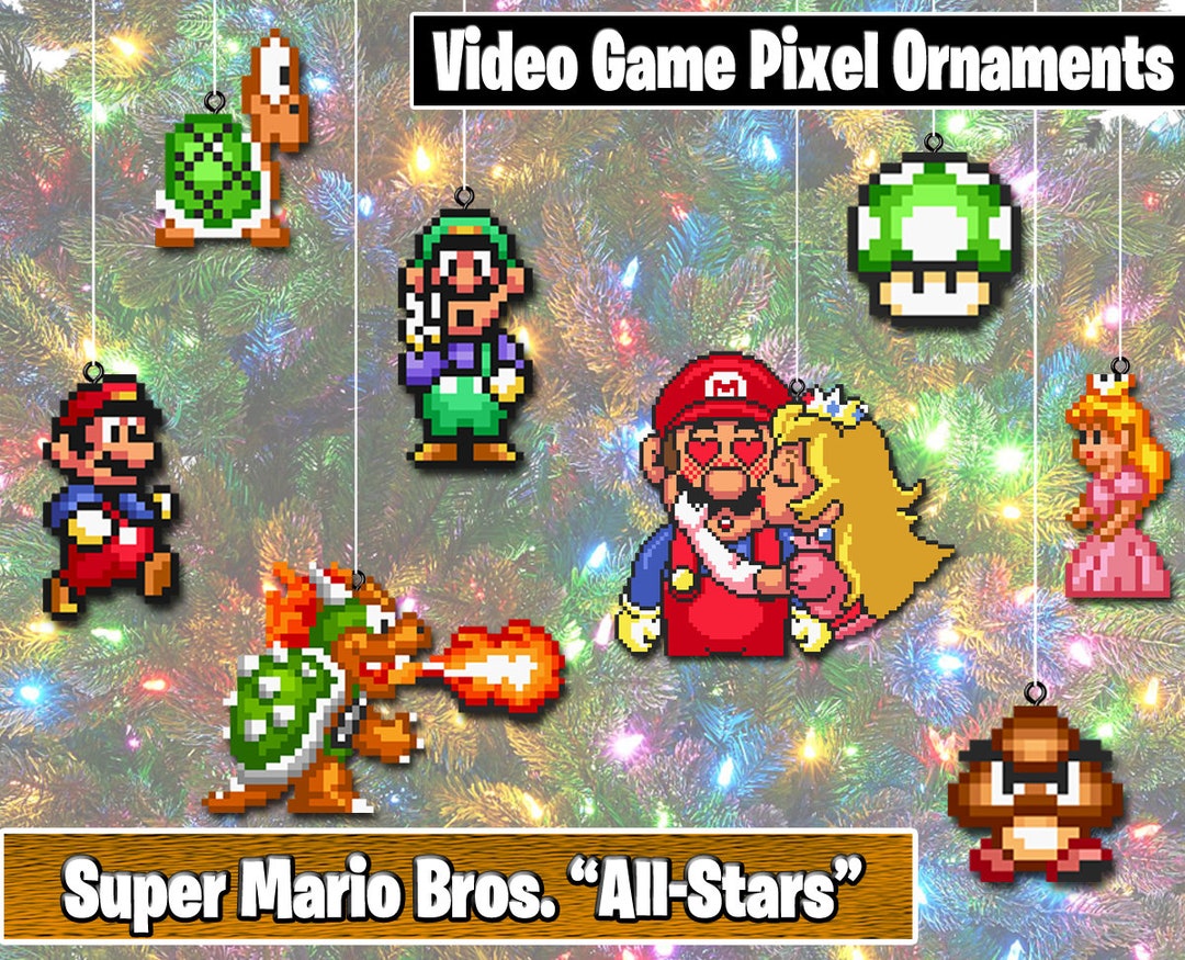 Super Mario All-stars Pixel Ornaments - New Magnet Feature - Sprite ...